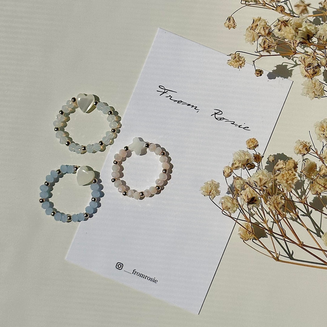 Heart Shell Ring Clover Shell Ring Shell Ring, Stackable Ring, Elastic ...