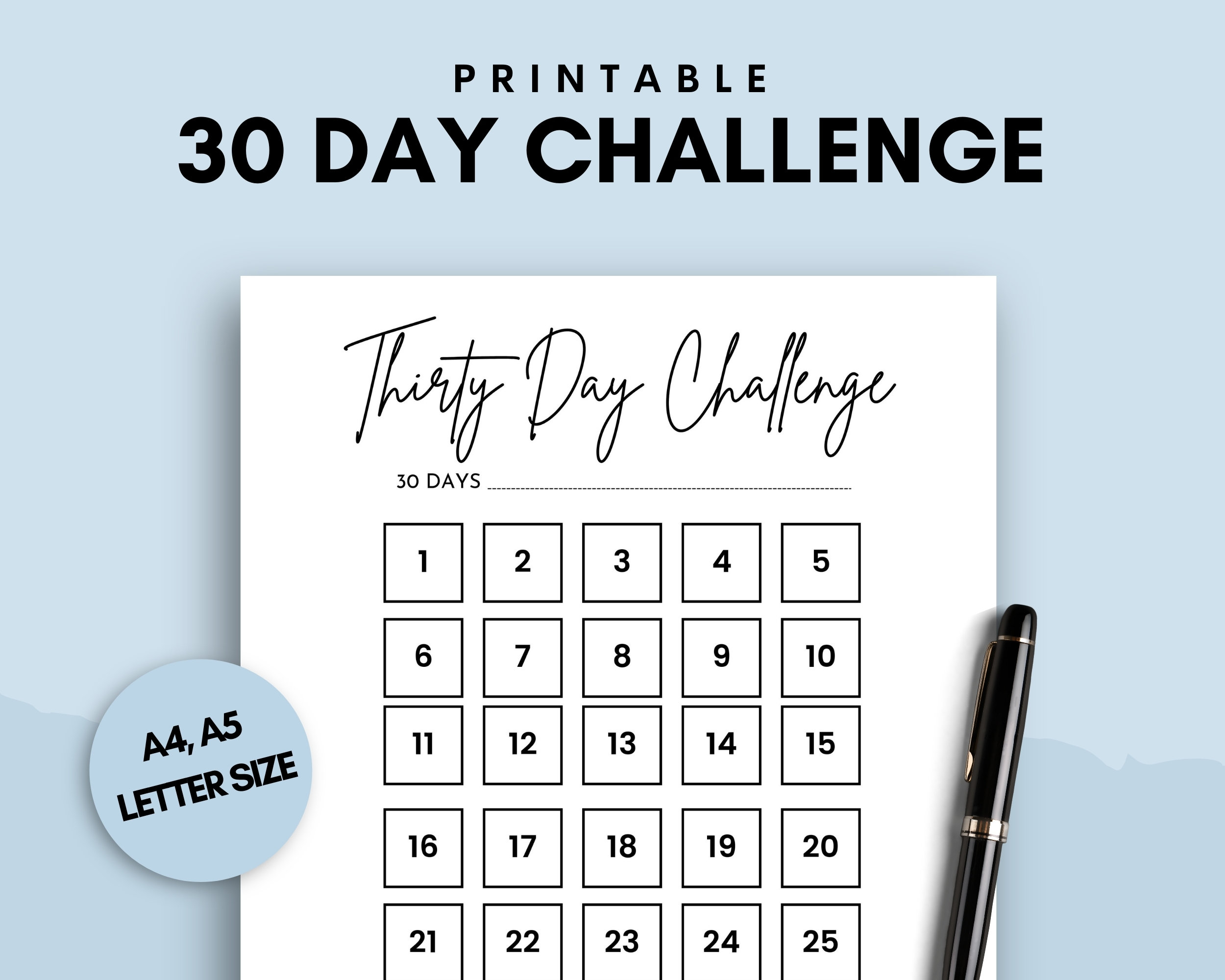 Printable 30 Day Challenge, Habit Tracker, Goal Tracker, Goal Setting ...