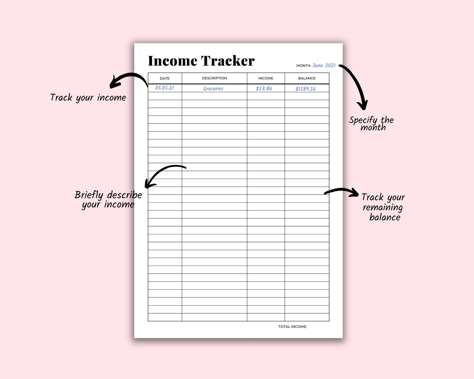 Printable Minimalist Expense and Income Tracker Budget - Etsy