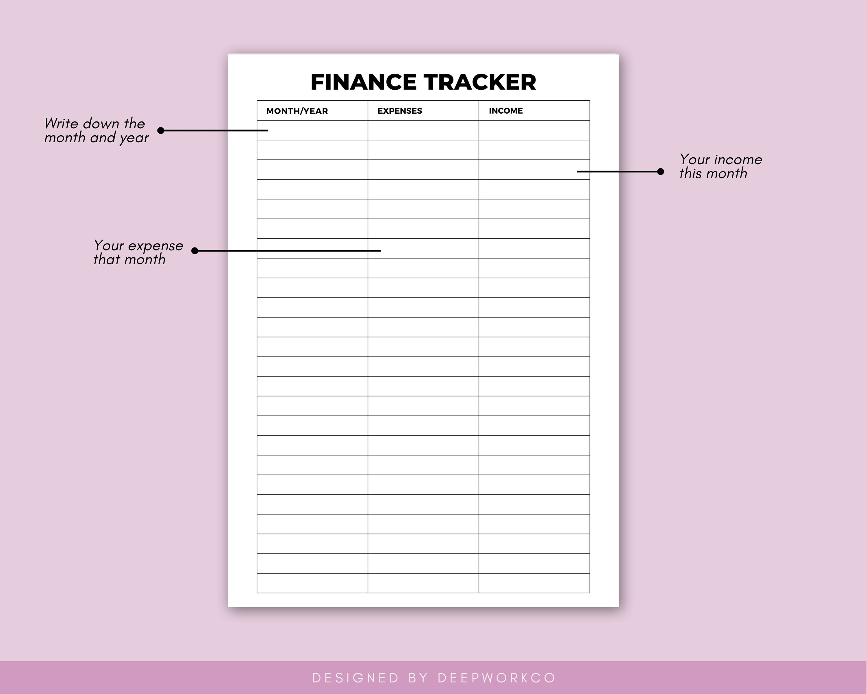 Printable Monthly Finance Tracker, Income and Expense Tracker, Money ...