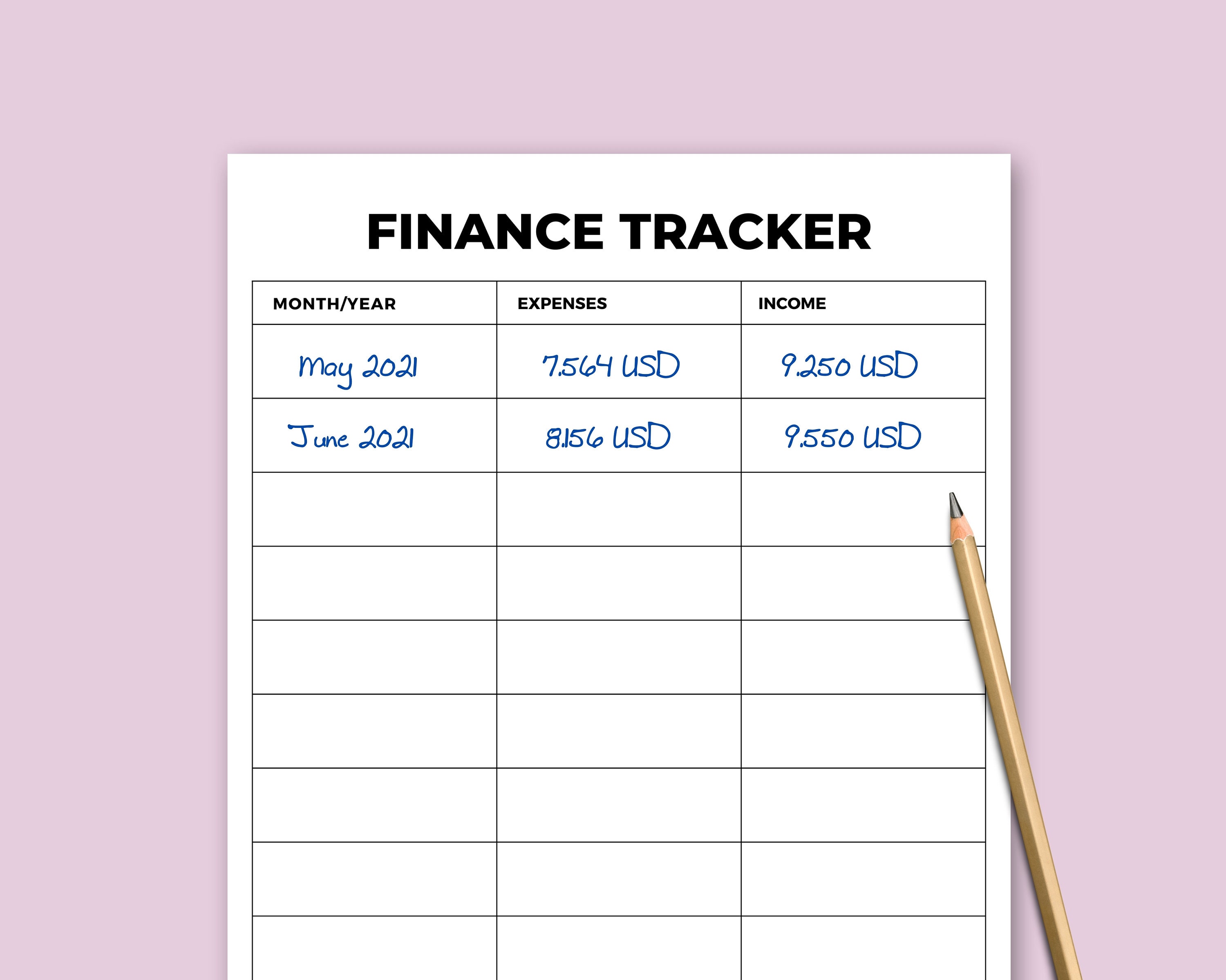 Printable Monthly Finance Tracker, Income and Expense Tracker, Money ...
