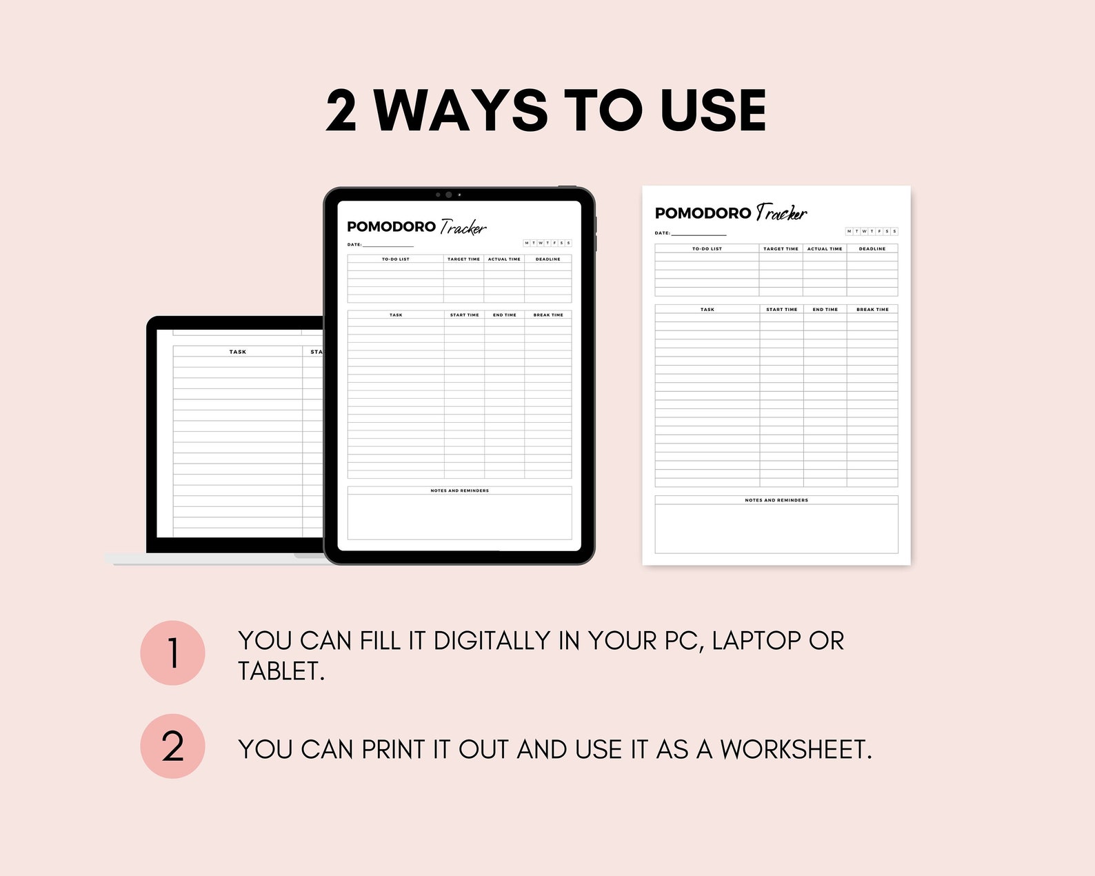 Printable Pomodoro Tracker, Pomodoro Technique Planner, Project Planner ...