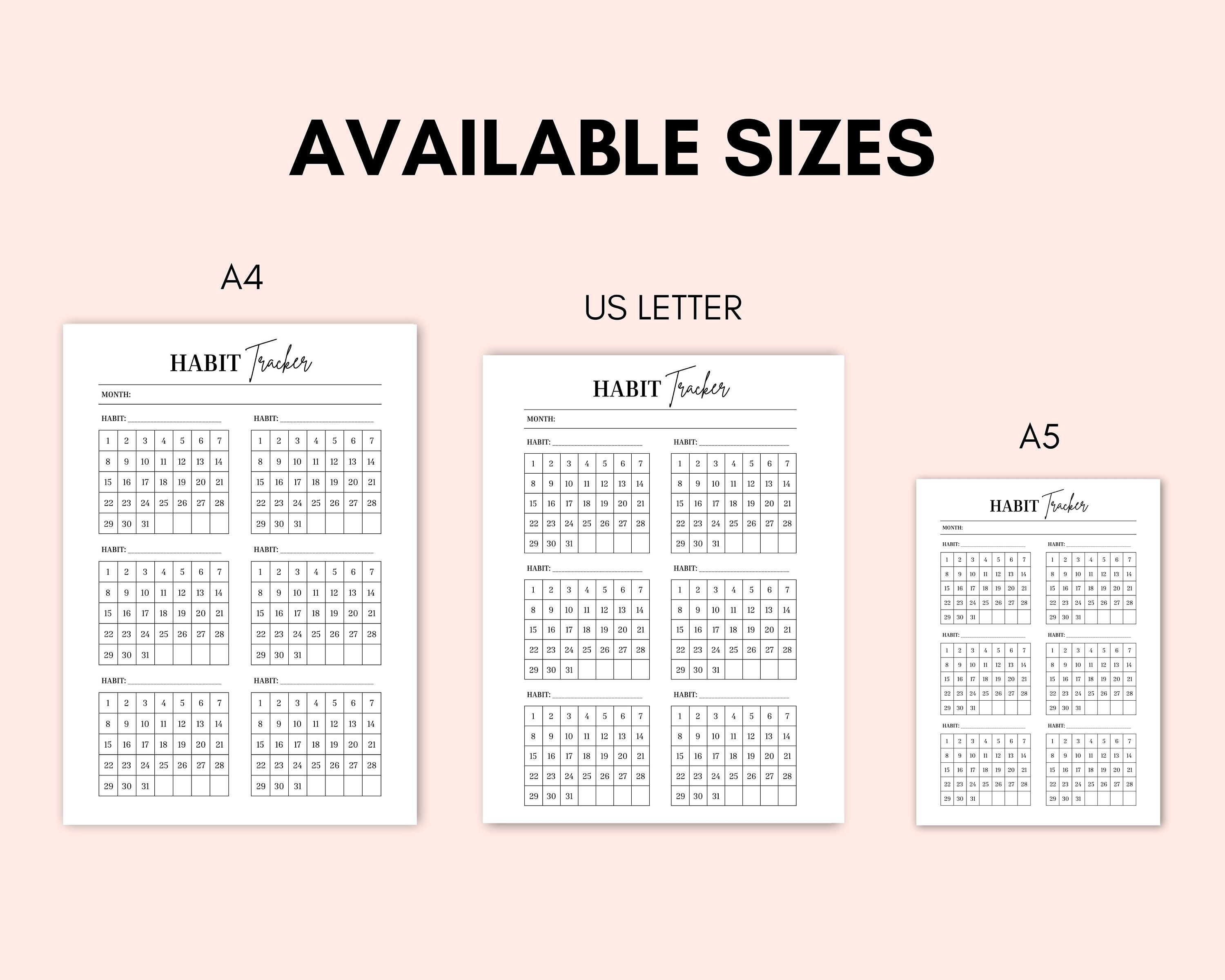 Printable Habit Tracker, Habits Tracker, 31 Day Tracker, Habit Log ...