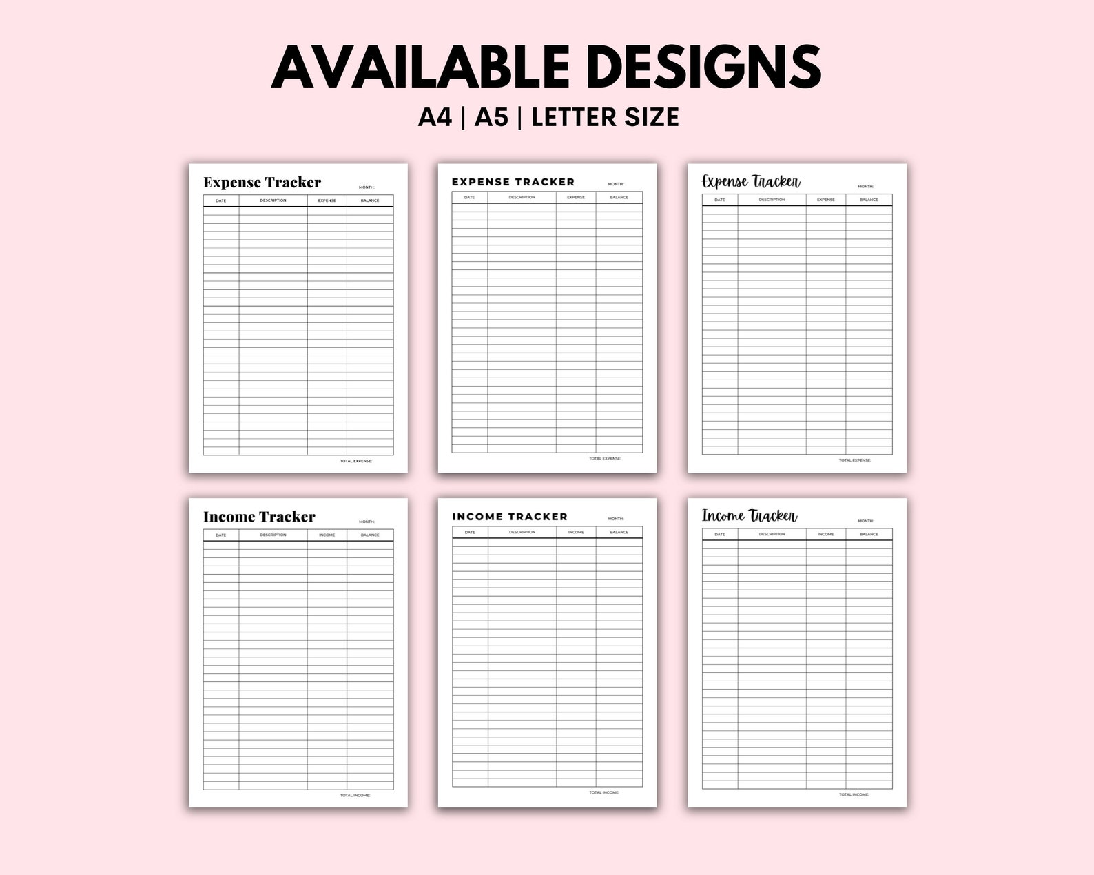 Printable Minimalist Expense and Income Tracker Budget - Etsy
