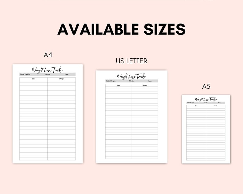 Printable Minimalistic and Simple Weight Loss Tracker, 365 Day Weight ...