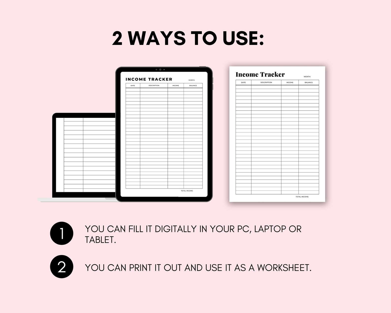 Printable Minimalist Expense and Income Tracker Budget - Etsy