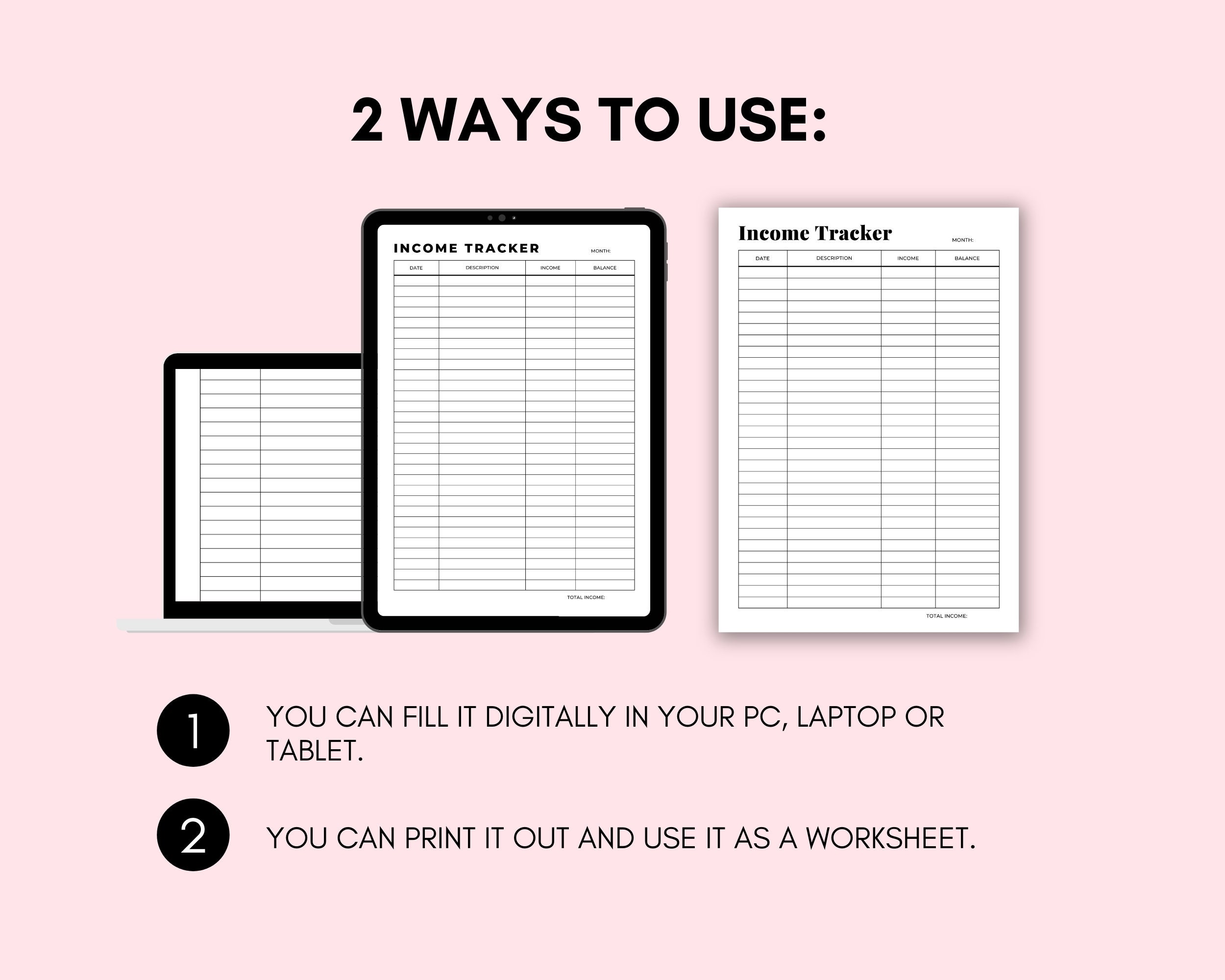 Printable Minimalist Expense and Income Tracker Budget - Etsy