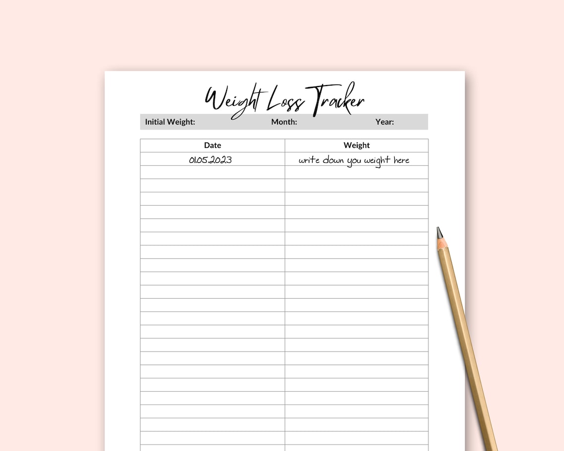 Printable Minimalistic and Simple Weight Loss Tracker 365 Day - Etsy