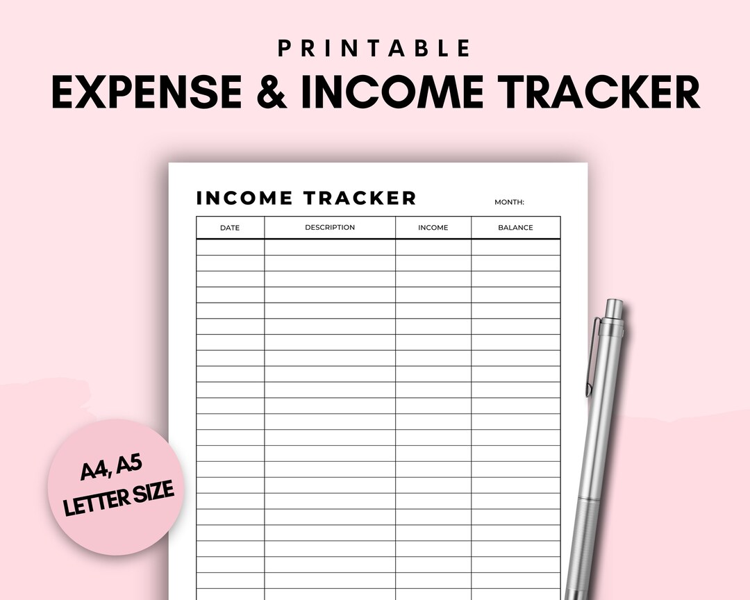 Printable Minimalist Expense and Income Tracker, Budget Planner ...