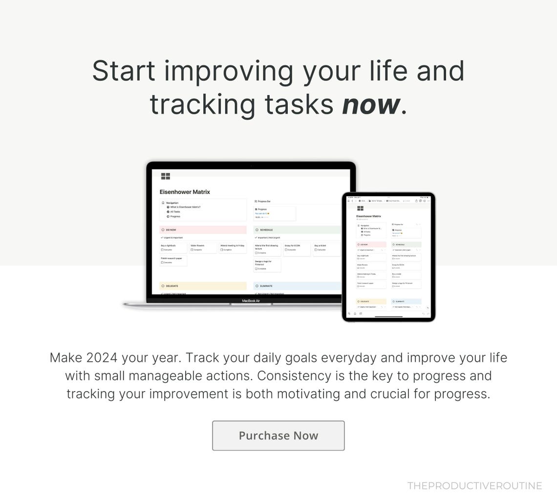 Minimalistic Eisenhower Matrix Notion Template, Task Management, Project Management, To-do List ...