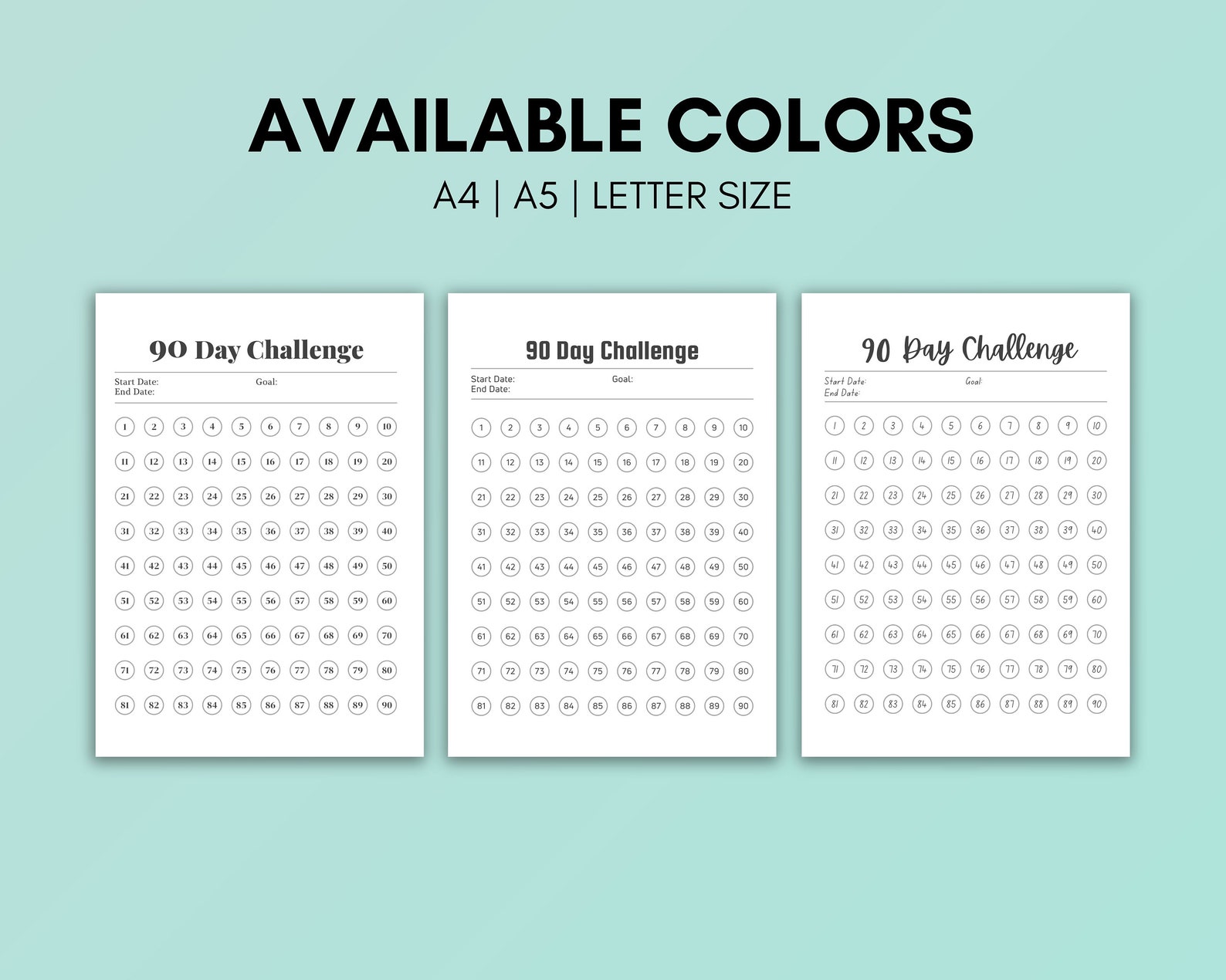 Printable 90 Day Habit Tracker, 90 Days Challenge, Minimal Habit ...