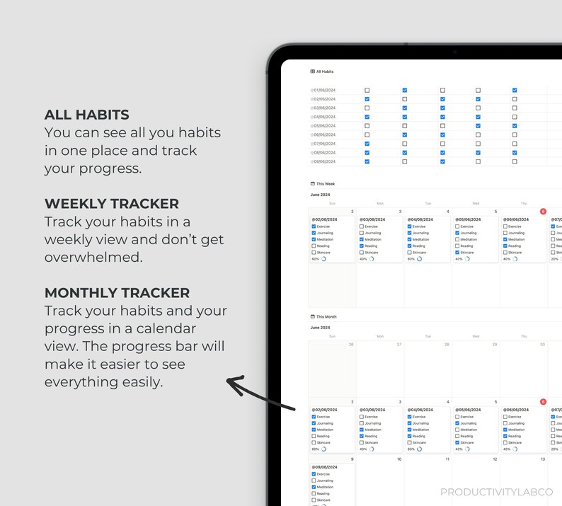 Simple, Minimalistic, Clean Notion Habit Tracker, Goal Planner, Routine ...