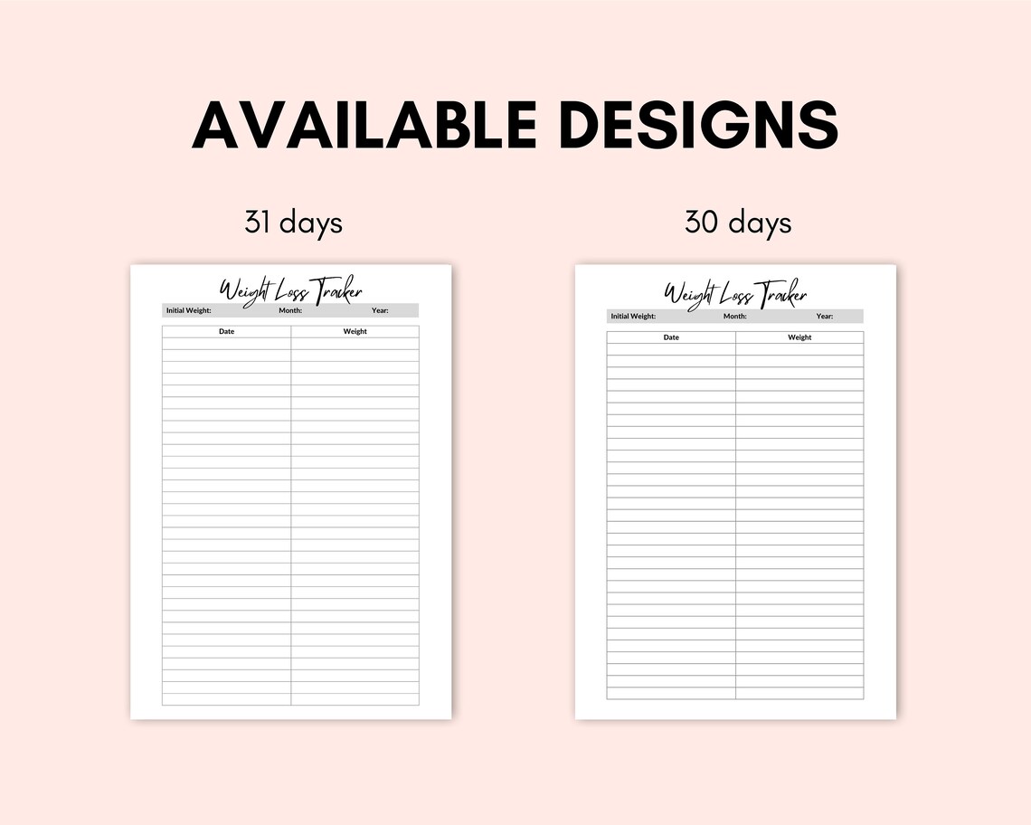 Printable Minimalistic and Simple Weight Loss Tracker 365 Day - Etsy