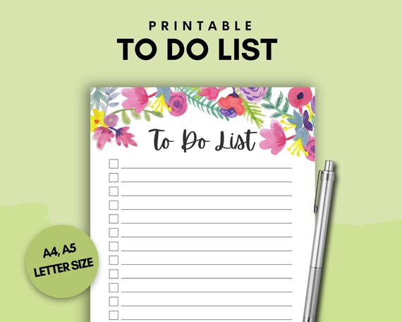 Printable to Do List Notes to Do List Notepad Notebook | Etsy