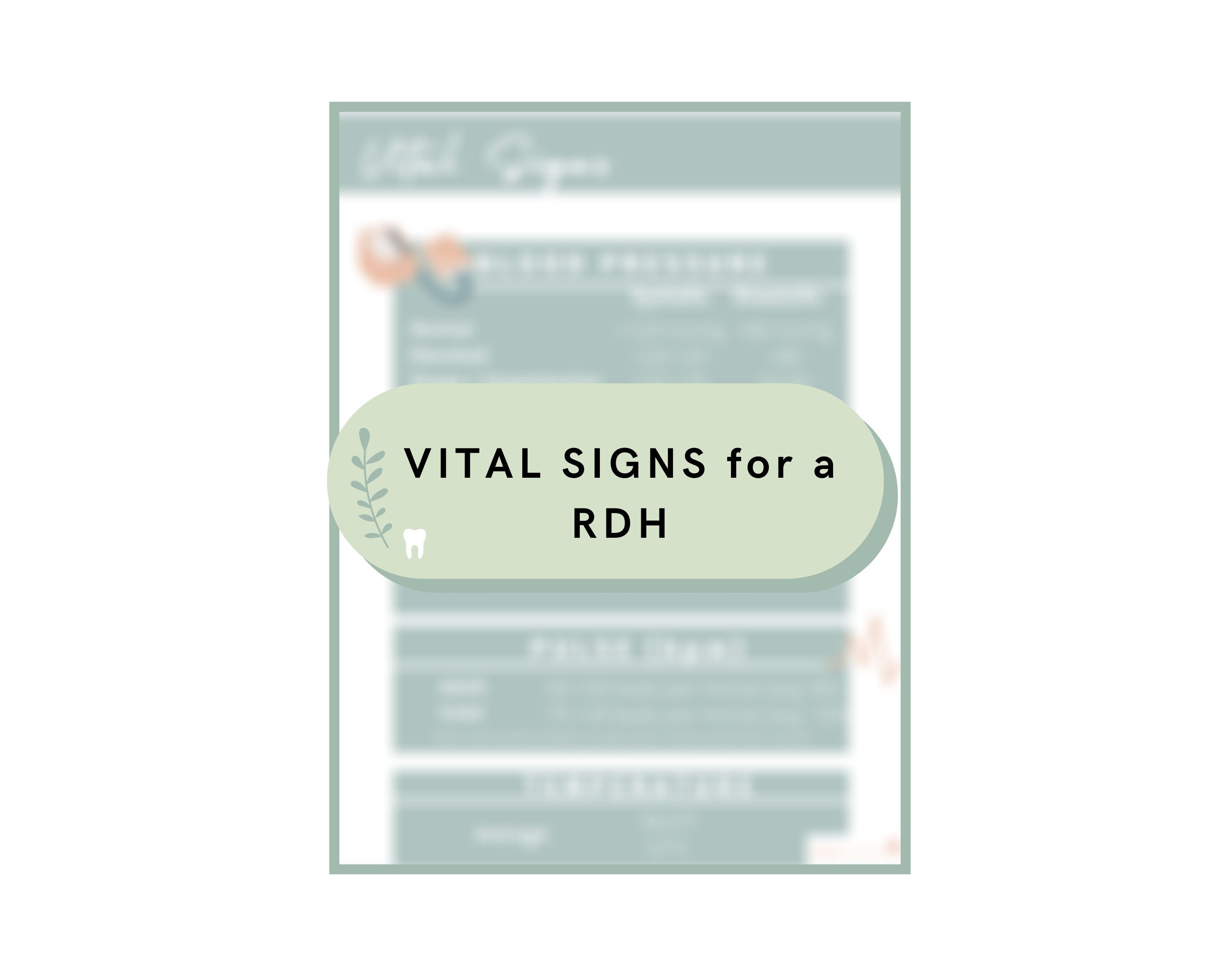 Vital Signs Study Guide Sheet for a Dental Hygienist - Digital Download ...