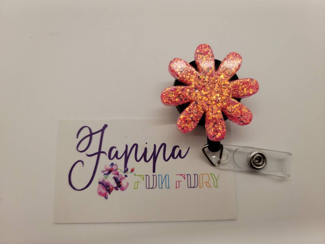 Funky Flower ID Tag Holder/ Reel Badge - Etsy