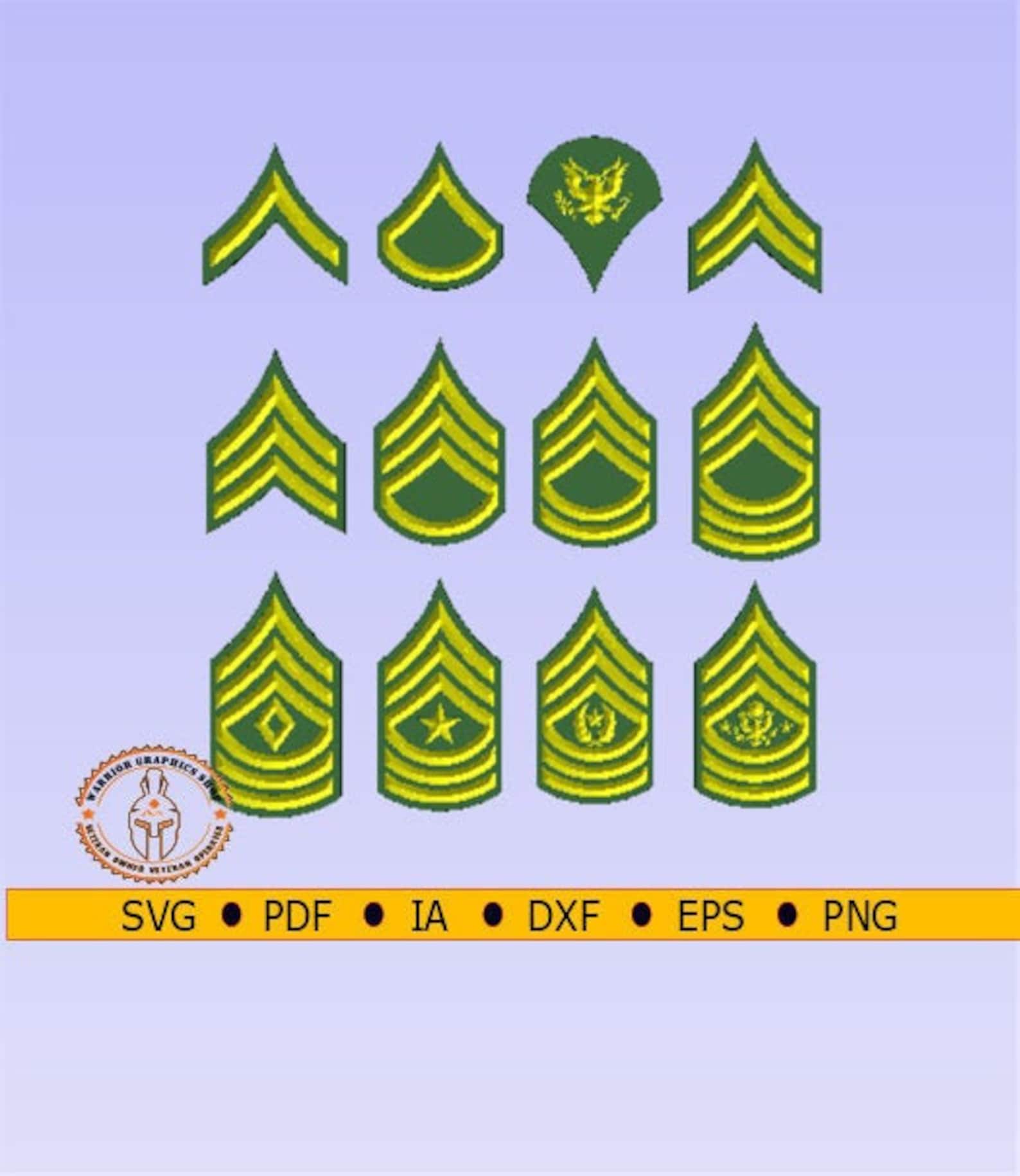 Army Enlisted Rank Pack SVG - Etsy