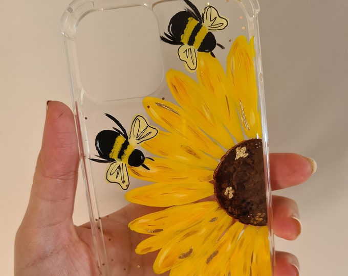 Sunflowers and Bees Hand Painted Phone Case - Etsy