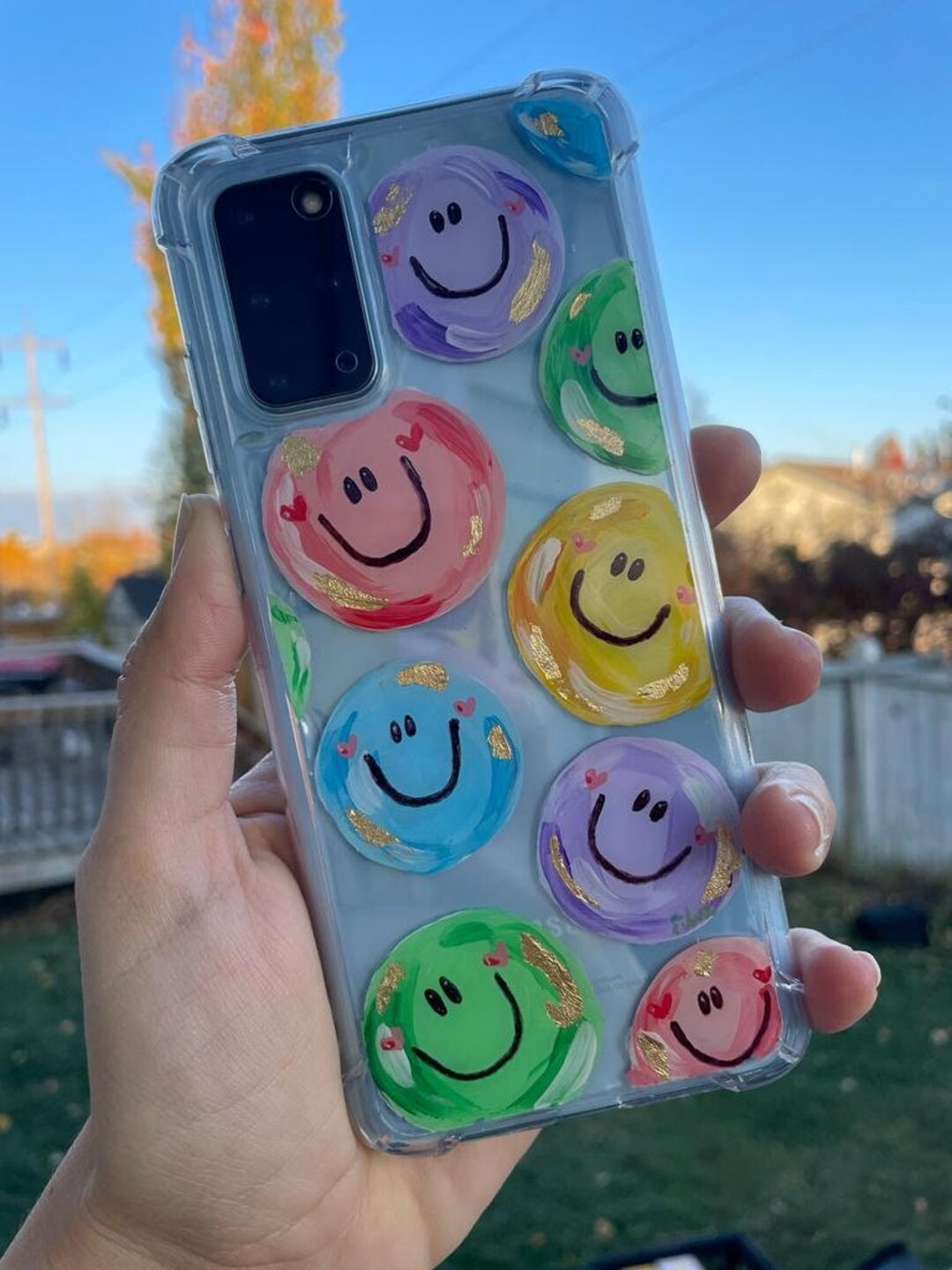 Smiley Faces Hand Painted Phone Case - Etsy