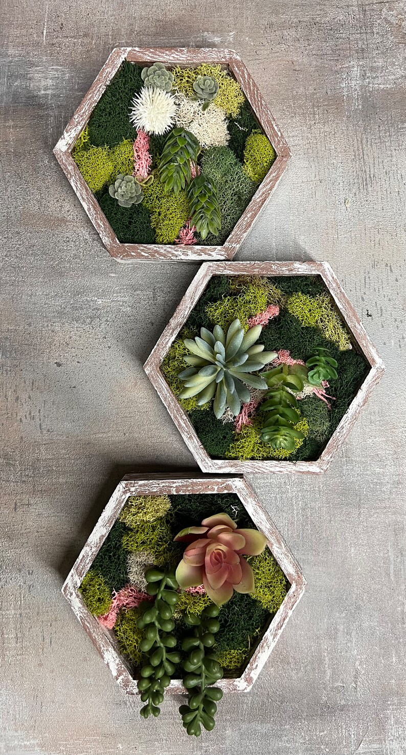 Set of 3 Moss Wall Decor Moss Wall Art Moss and Fake - Etsy