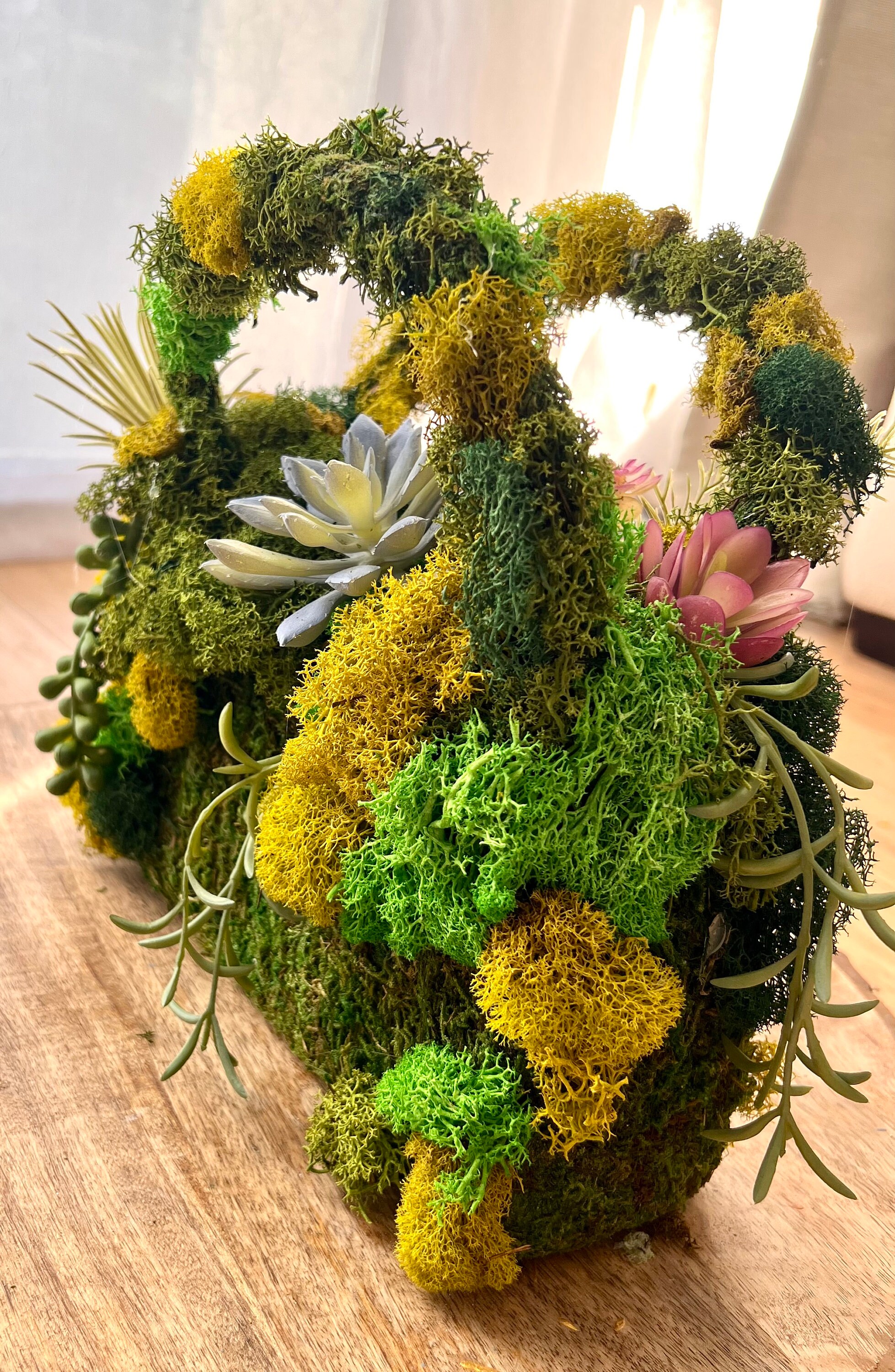 Moss Purse Preserved Moss and Faux Plants Table Deco - Etsy