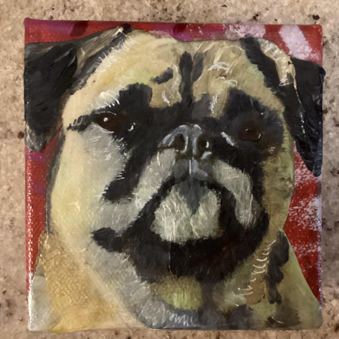 Frank: Original Acrylic Pug Portrait Painting on Chunky Canvas - Etsy
