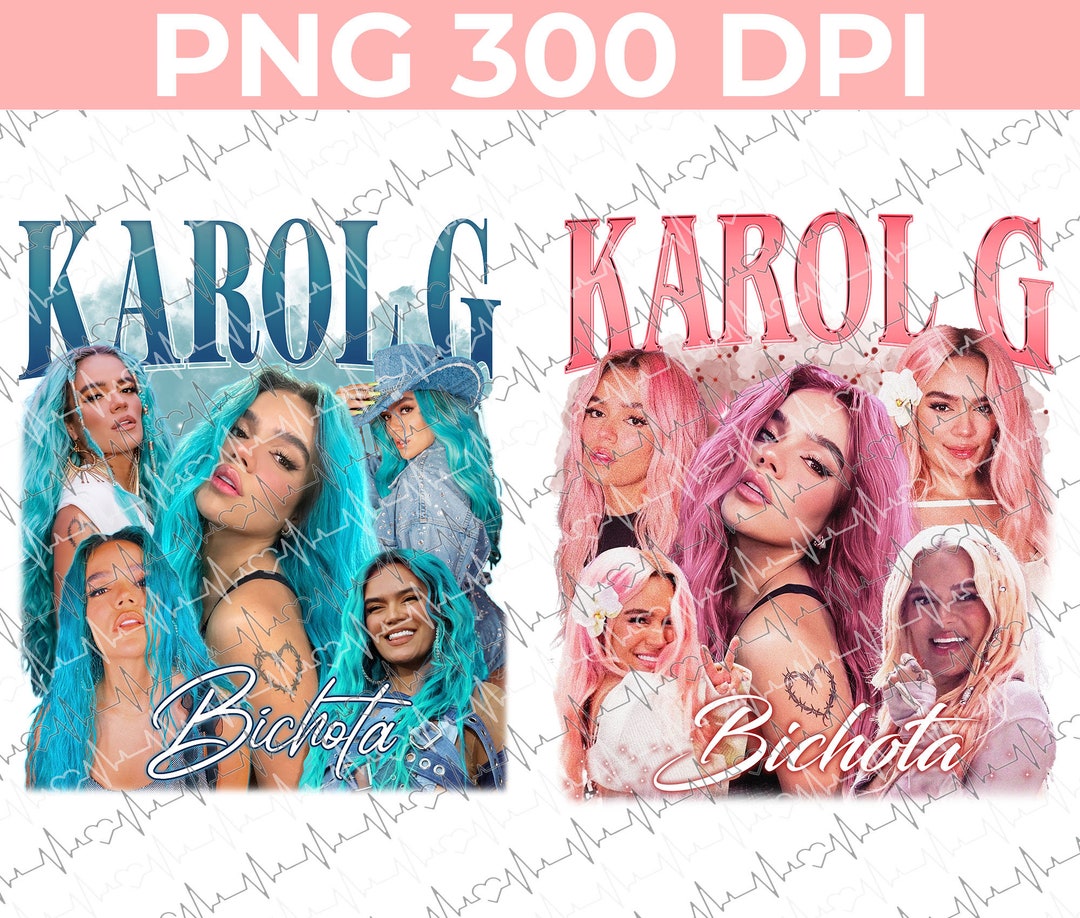 Karol G Pink Hair Bootleg Png for Bichota Season Team Retro Black Shirt ...