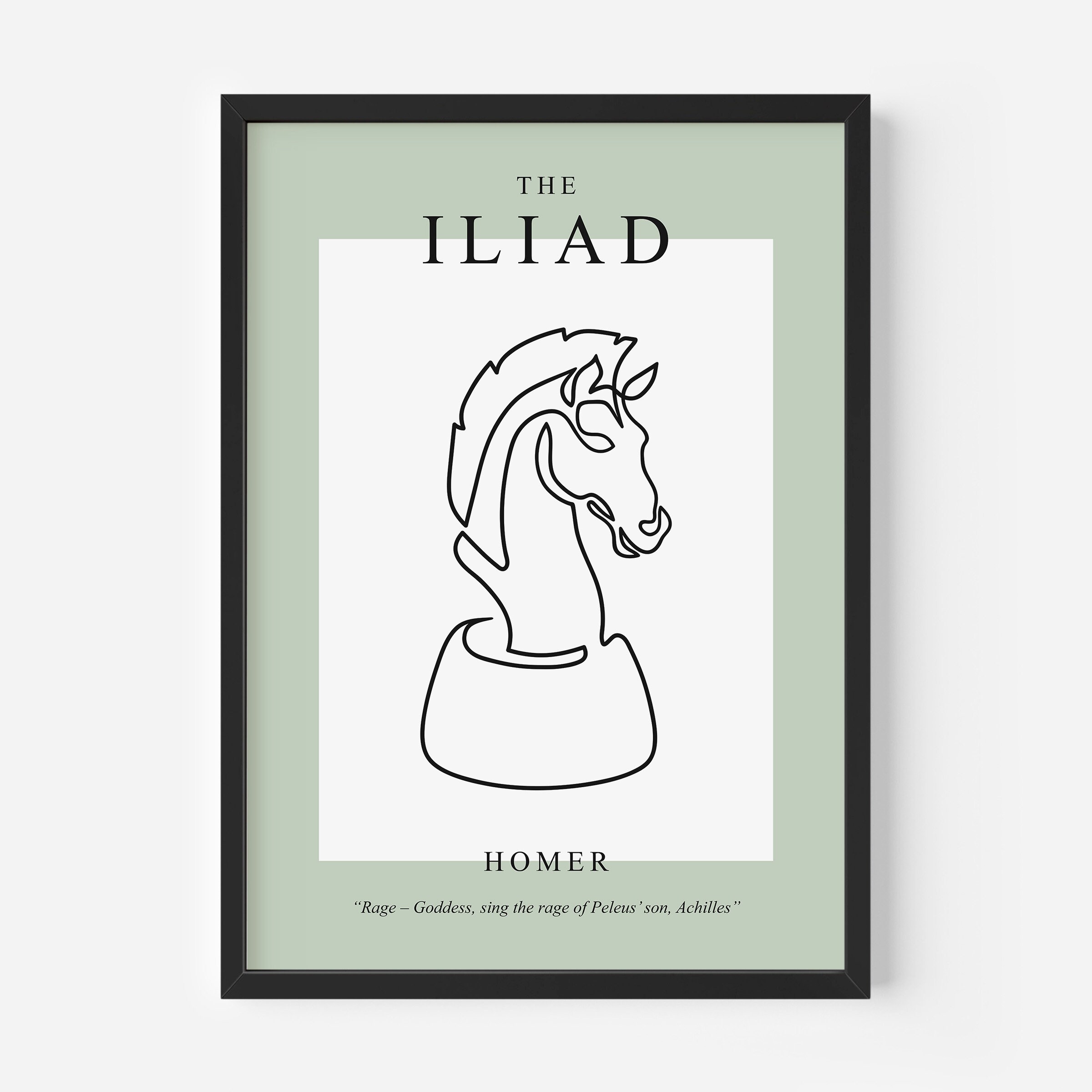 Iliad Minimalist Print, Homer Quote Poster, Troy Trojan Horse Art ...