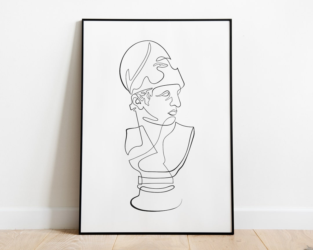 Hector Minimalist Print, Greek Mythology Giclée Poster, Continuous Line ...