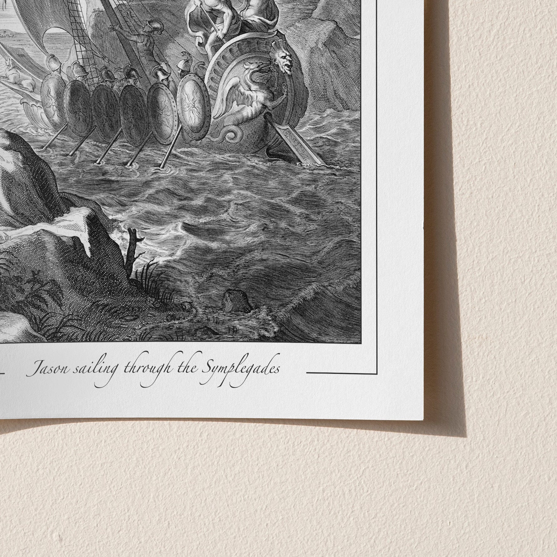 Jason Argonauts Print, Clashing Rocks Engraving, Greek Mythology Sea ...