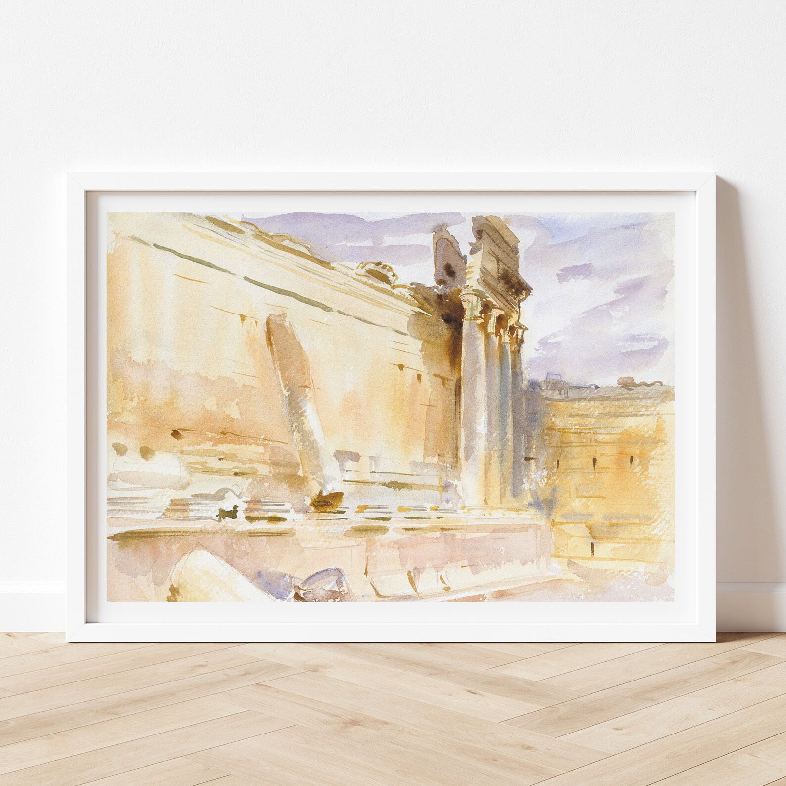 Temple of Bacchus Print, Ancient History Poster, Watercolour Giclée ...