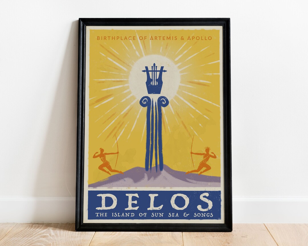 Island of Delos, Greek Mythology Print, Vintage Travel Poster, Ancient ...