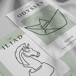 Iliad and Odyssey Print Set, Homer Quote Posters, Greek Mythology Wall ...