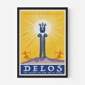 Island of Delos, Greek Mythology Print, Vintage Travel Poster, Ancient ...