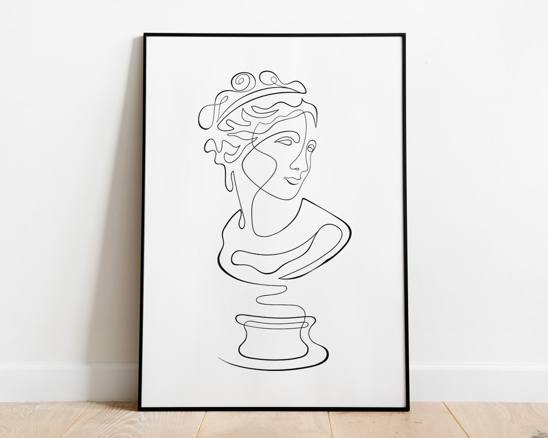 Helen of Troy Print, Continuous Line Art, Greek Mythology Spartan Queen ...
