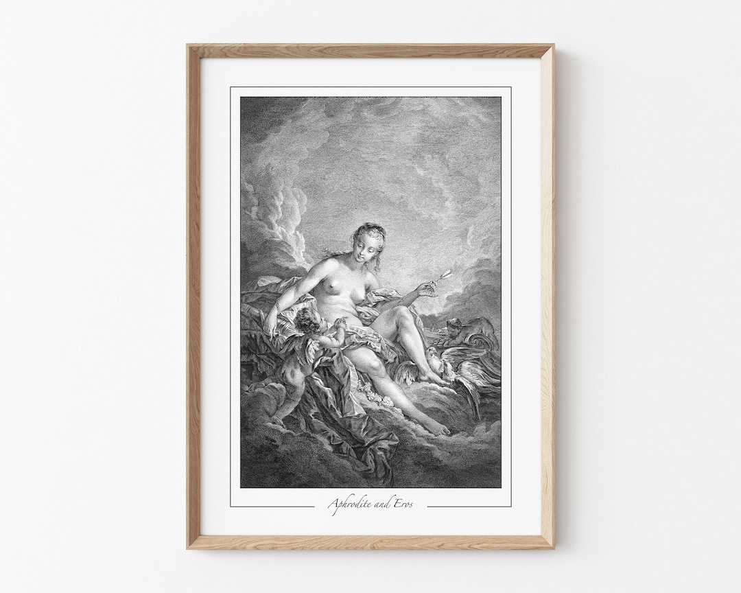 Aphrodite Eros Print, Vintage Engraving, Greek Mythology Love Goddess ...