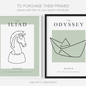 Iliad and Odyssey Print Set, Homer Quote Posters, Greek Mythology Wall ...