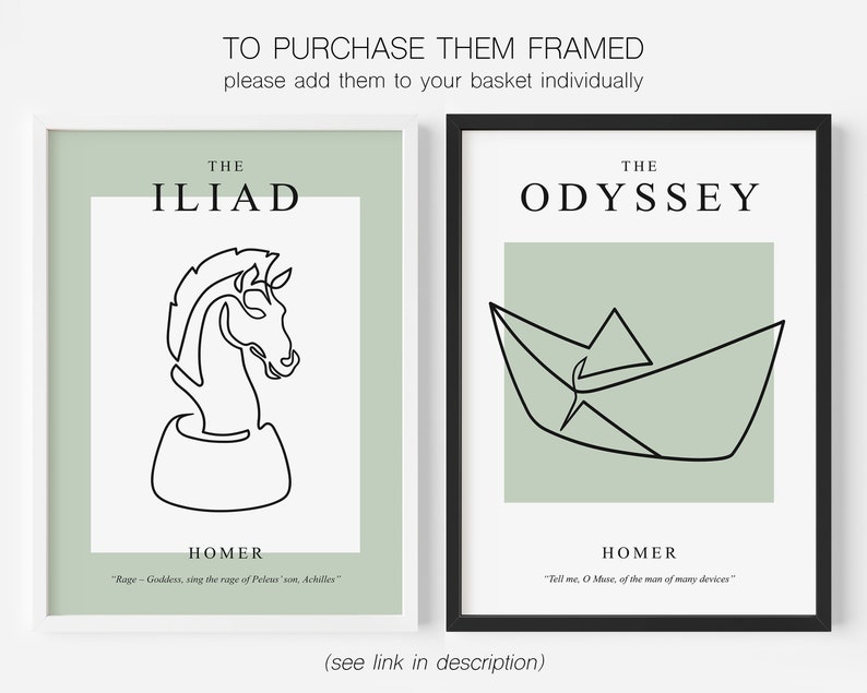 Iliad and Odyssey Print Set, Homer Quote Posters, Greek Mythology Wall ...