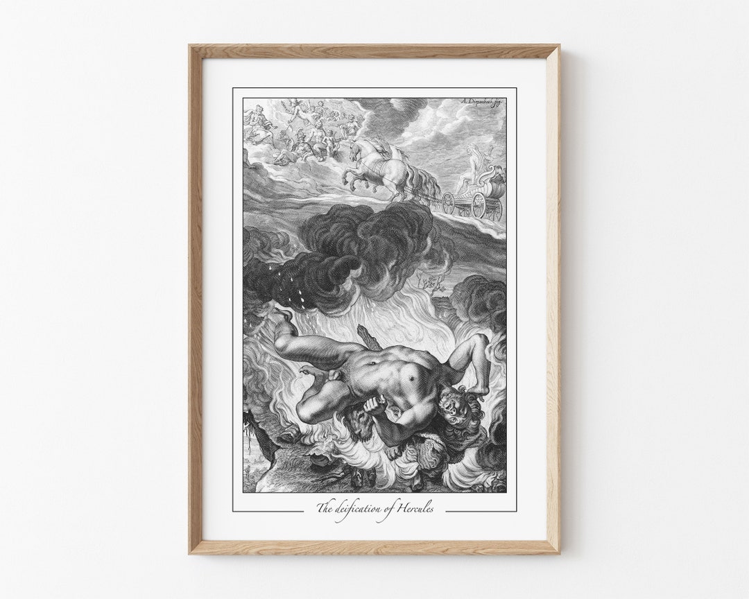 Hercules Immortal Print, Greek Mythology Wall Decor, Vintage Engraving ...
