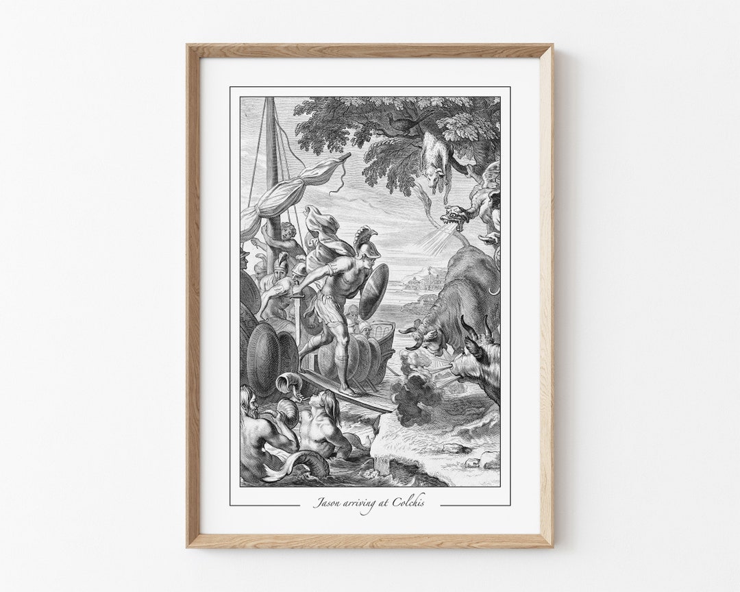 Jason Argonauts Print, Vintage Marolles Engraving, Greek Mythology Wall ...