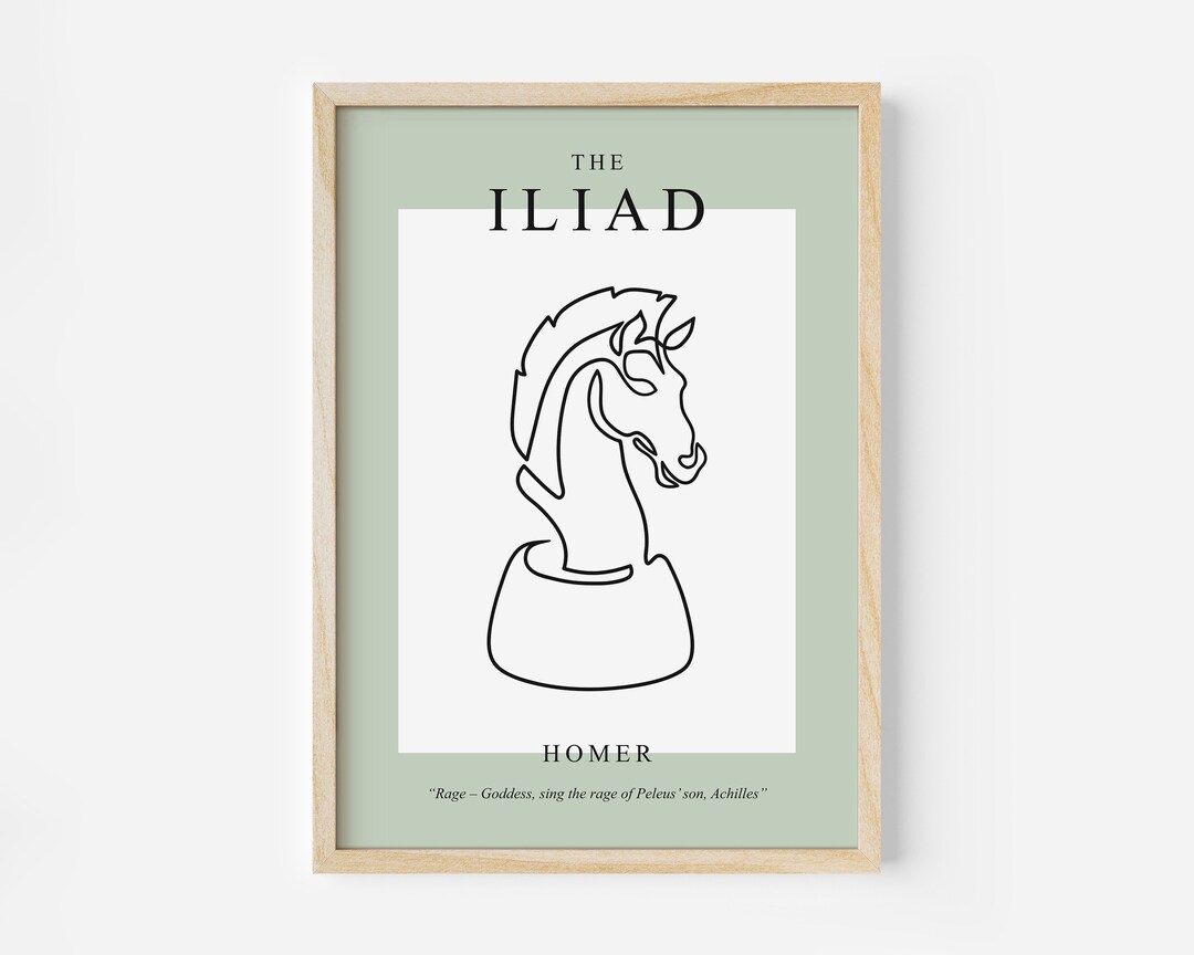 Iliad Minimalist Print, Homer Quote Poster, Troy Trojan Horse Art ...