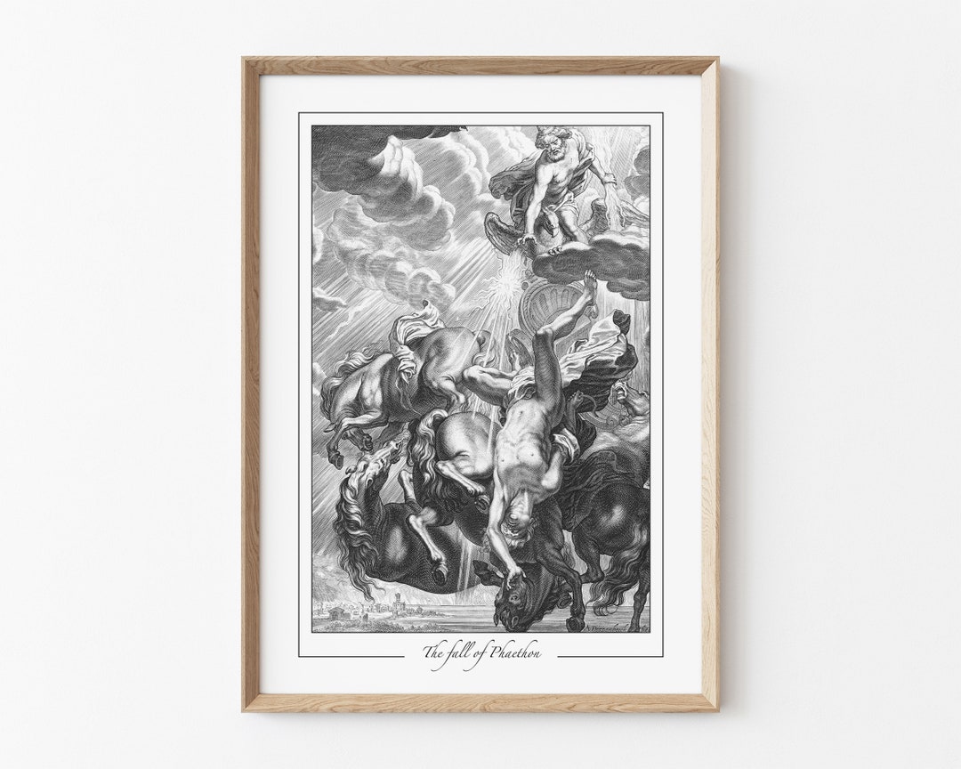 Zeus Striking Phaethon Print, Greek Mythology Wall Decor, Vintage ...