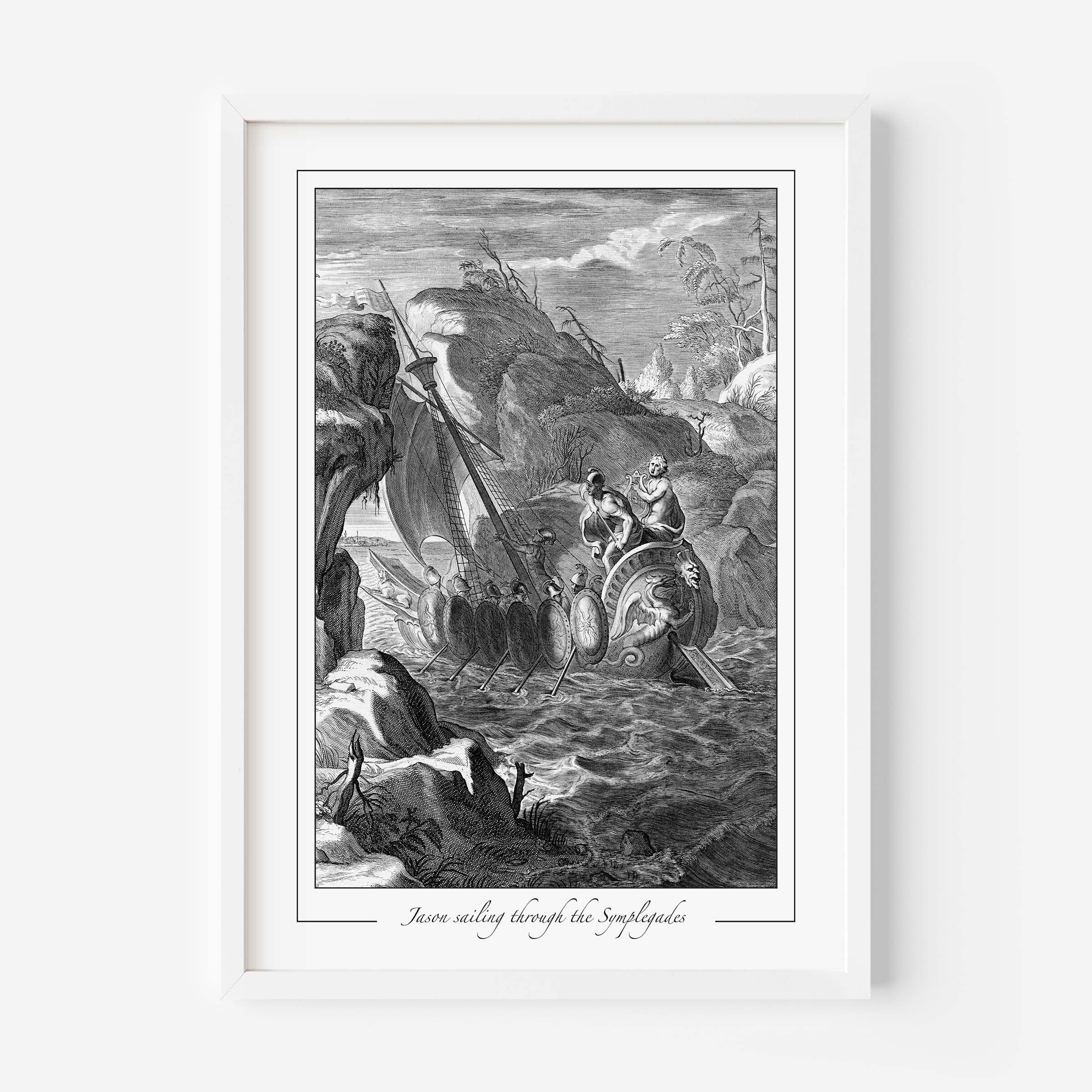 Jason Argonauts Print, Clashing Rocks Engraving, Greek Mythology Sea ...
