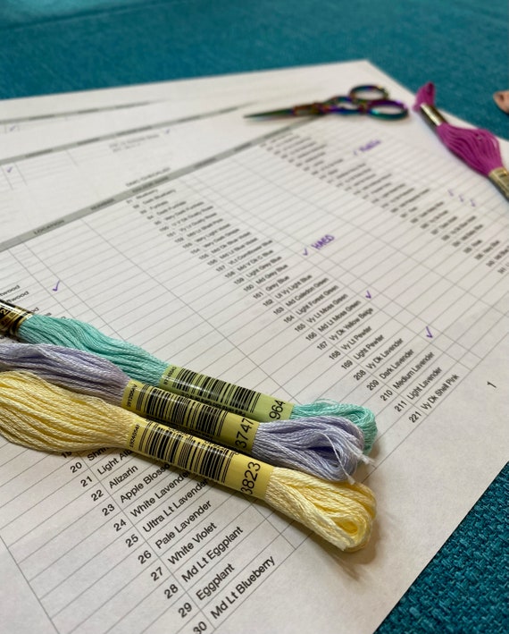Cross Stitch/embroidery Floss Checklist DMC - Etsy