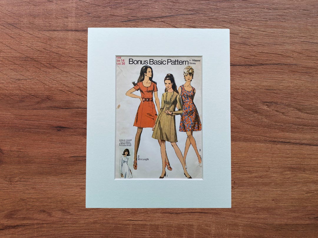 Vintage Sewing Pattern 1970 Cover Art With Original Pattern Pieces ...