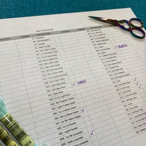 Cross Stitch/embroidery Floss Checklist DMC - Etsy
