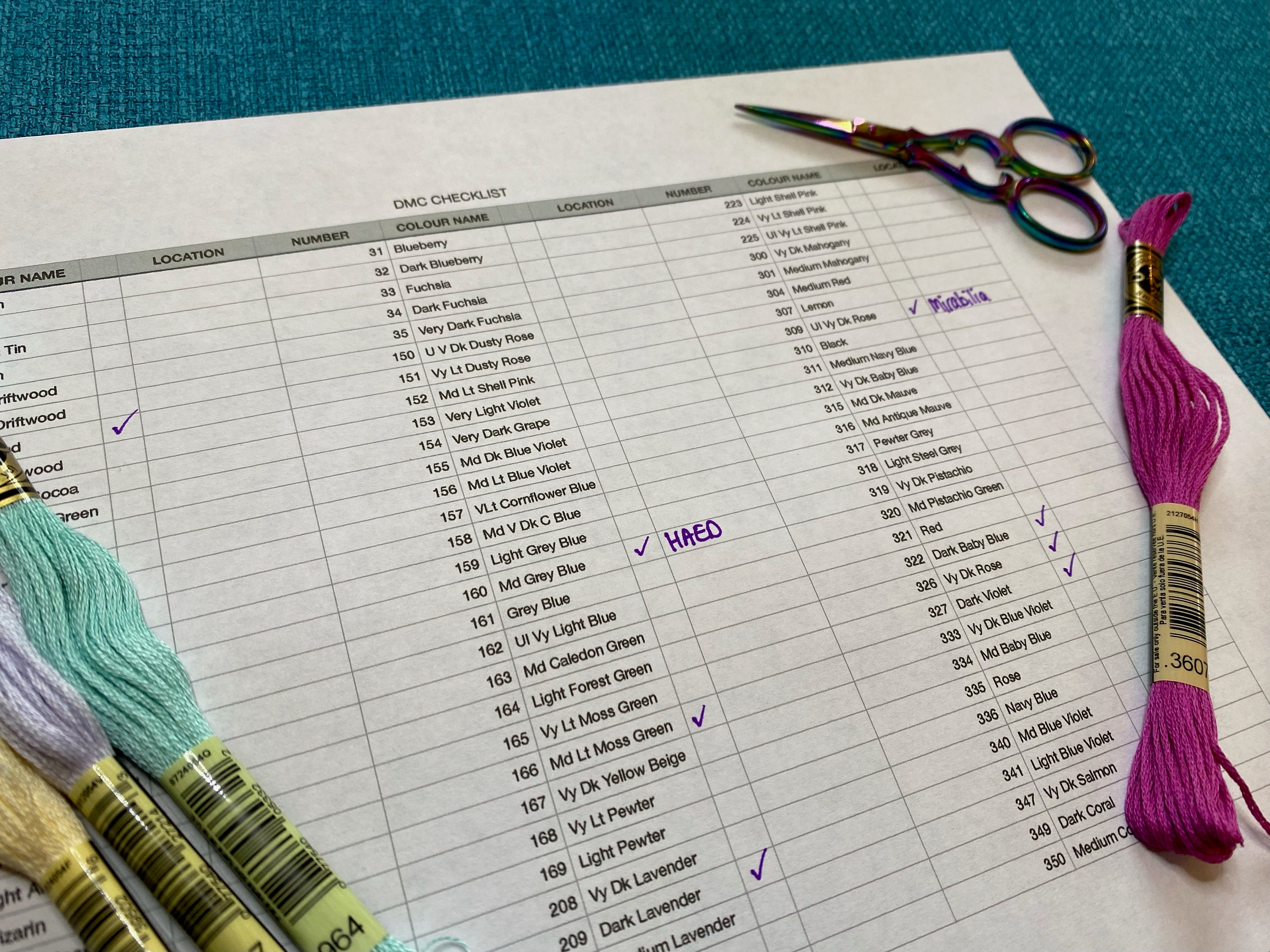 Cross Stitch/embroidery Floss Checklist DMC - Etsy