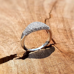 Pave Pinky Ring| Lab Diamond Signet Ring| Pinky Ring Women| Minimalist Sparkle Ring| Tiny Signet ...