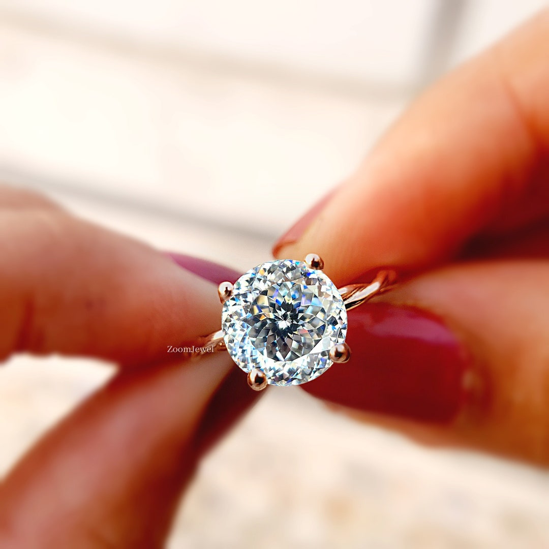 Antique Portuguese Cut Colorless Moissanite Engagement Ring/ Handmade ...