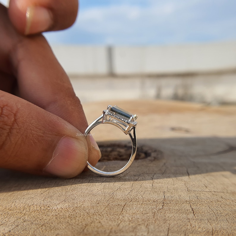 Antique Salt Anniversary Ring| Salt and Pepper Moissanite Ring| Flat ...